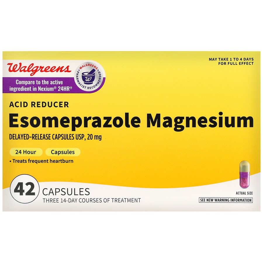 Walgreens 24 Hour Acid Reducer Esomeprazole Magnesium USP 20 mg ...