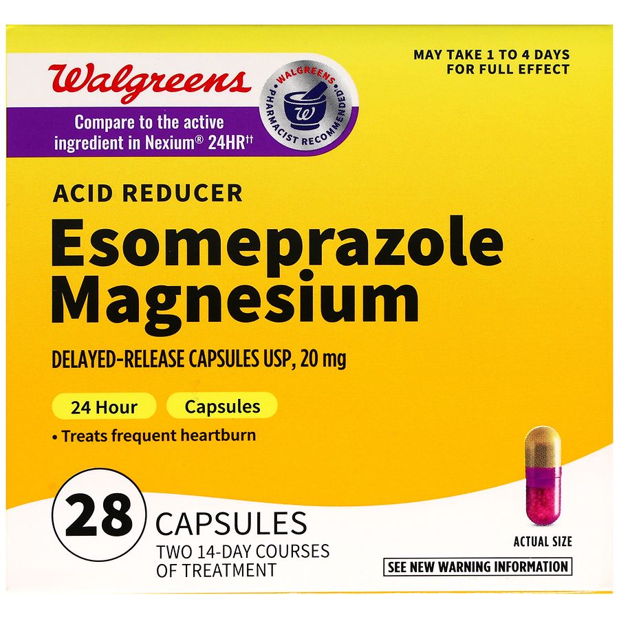 Walgreens 24 Hour Acid Reducer Esomeprazole Magnesium USP 20 mg ...