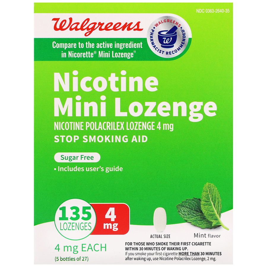 Walgreens Nicotine Mini Lozenges 4 mg Mint | Walgreens