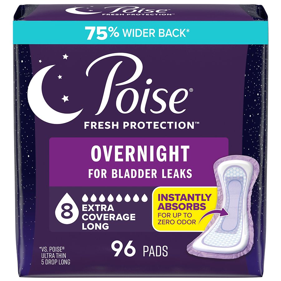 Depend Fresh Protection Overnight Incontinence Pads Unscented, 8 Drop ...
