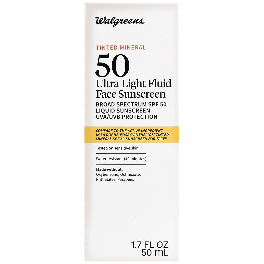 Walgreens Tinted Mineral 50 Ultra-Light Fluid Face Sunscreen | Walgreens