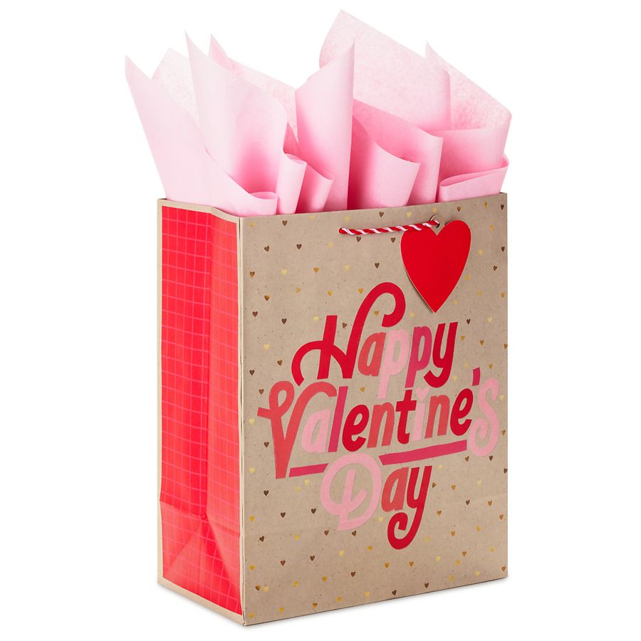 Hallmark Gift Bag With Tissue Paper (Happy Valentine's Day on Kraft ...