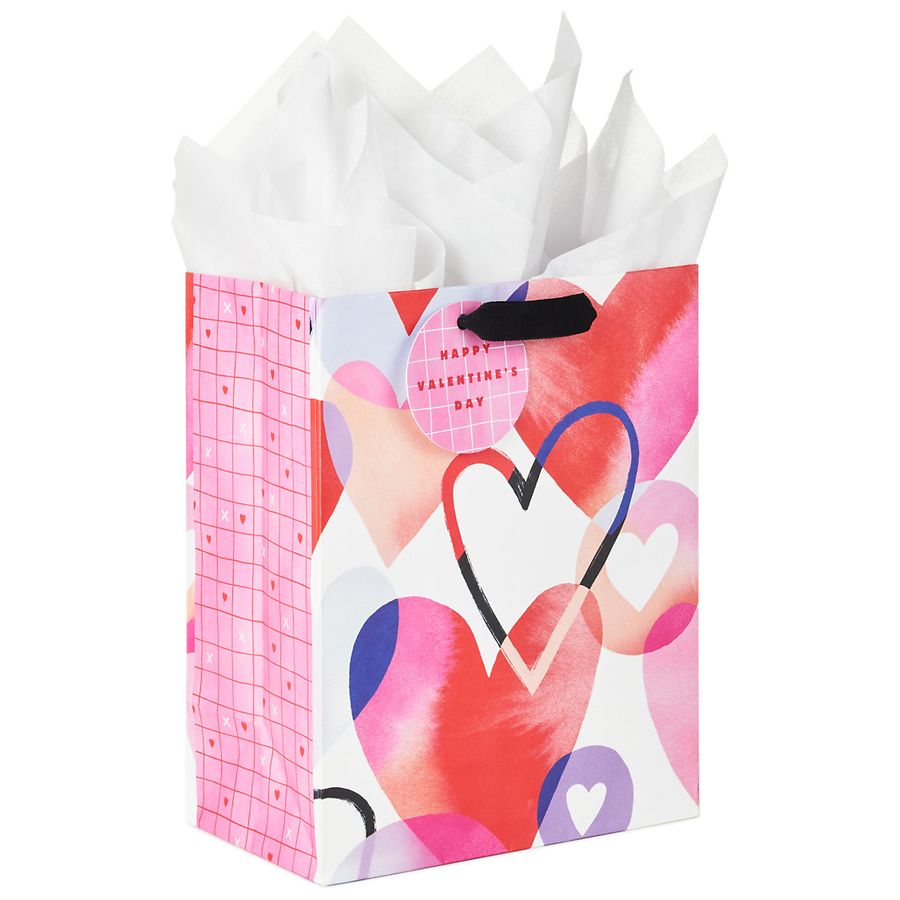 Hallmark Valentine's Day Gift Bag With Tissue Paper Watercolor Hearts ...