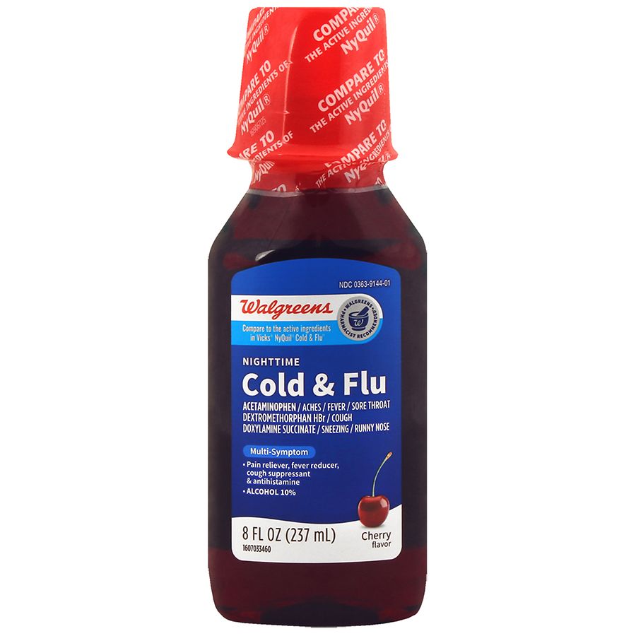 Walgreens Cold & Flu Nighttime Relief Cherry | Walgreens