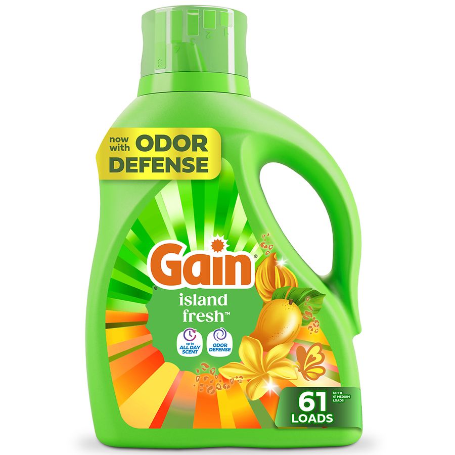 Gain Liquid Laundry Detergent, Now with Odor Defense Island Fresh, 61 ...