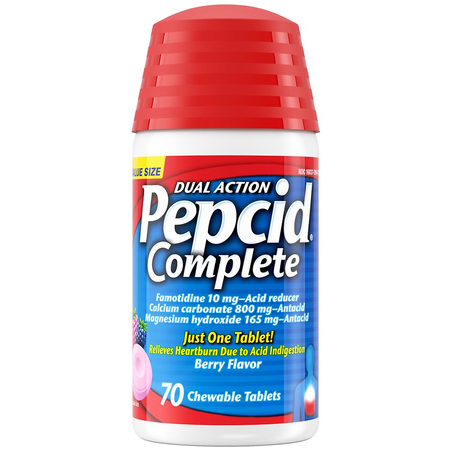 Pepcid Complete Dual Action Acid Reducer + Antacid Chewable Tablets ...