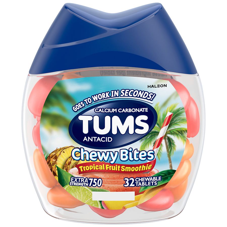 Tums Chewy Bites Chewable Antacid Tablets Tropical Fruit Smoothie ...