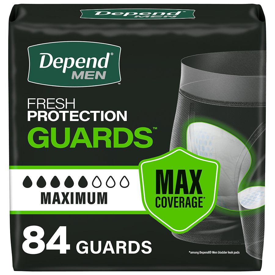 Depend Fresh Protection Guards Incontinence Pads For Men, Maximum ...