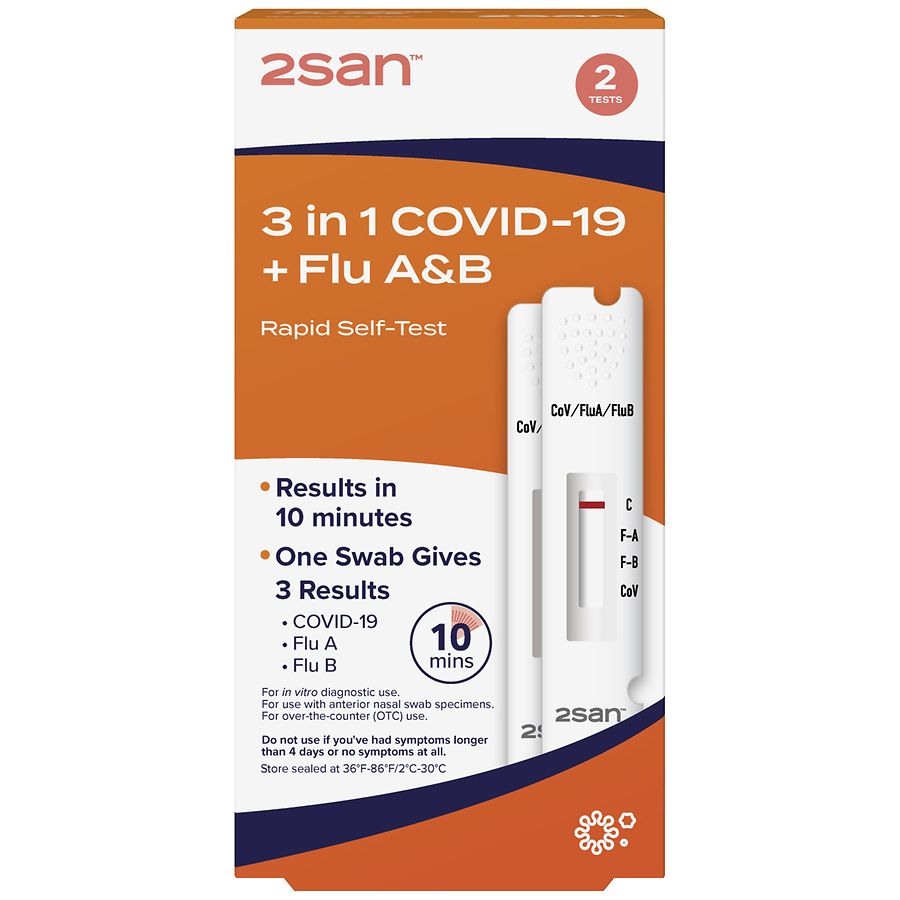 2SAN 3 in 1 Covid-19 + Flu A & B Rapid Self-Test | Walgreens