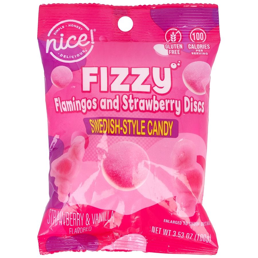 Nice! Fizzy Flamingos and Discs Swedish-Style Candy Strawberry ...