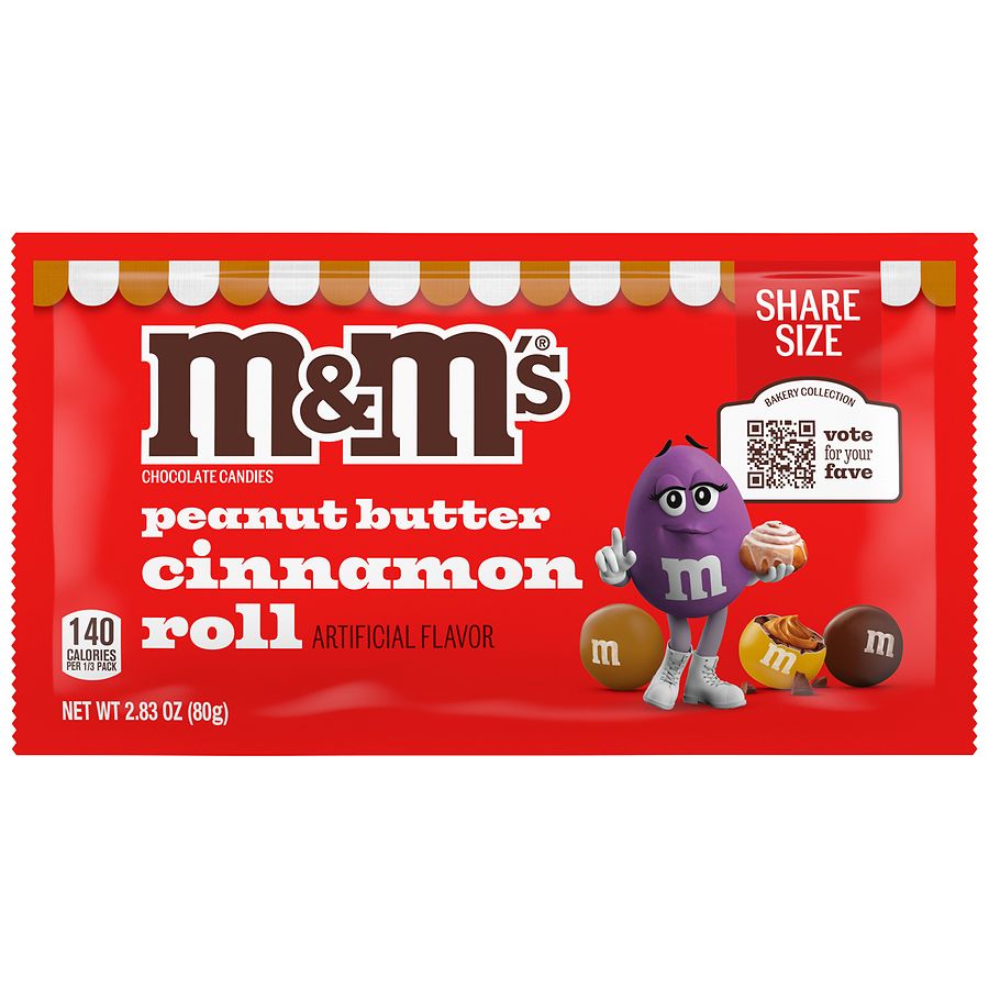 M&M's Peanut Butter Cinnamon Roll Chocolate Candy, Share Size Bag ...