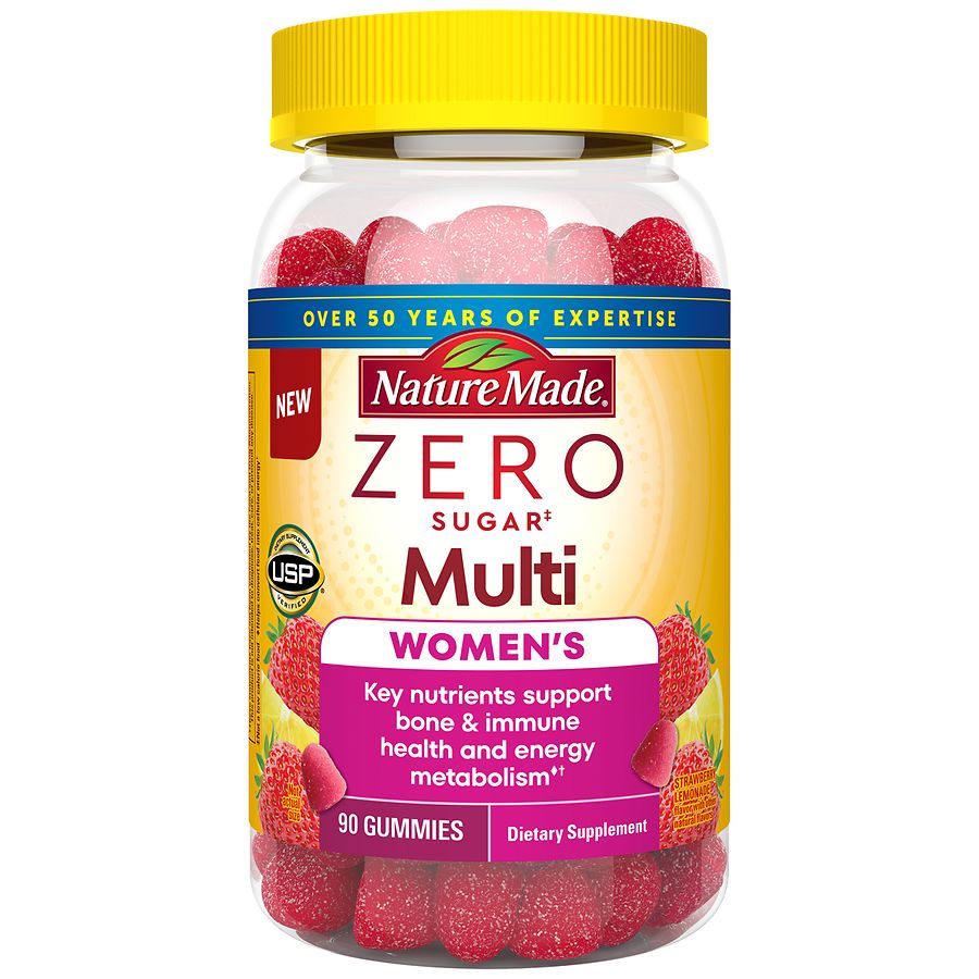 Nature Made Zero Sugar Multi Women's Gummies Strawberry Lemonade ...