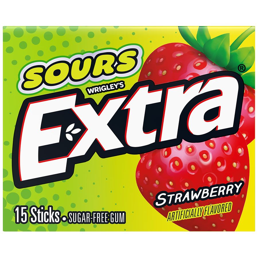Extra Sours Sugar Free Chewing Gum Strawberry | Walgreens